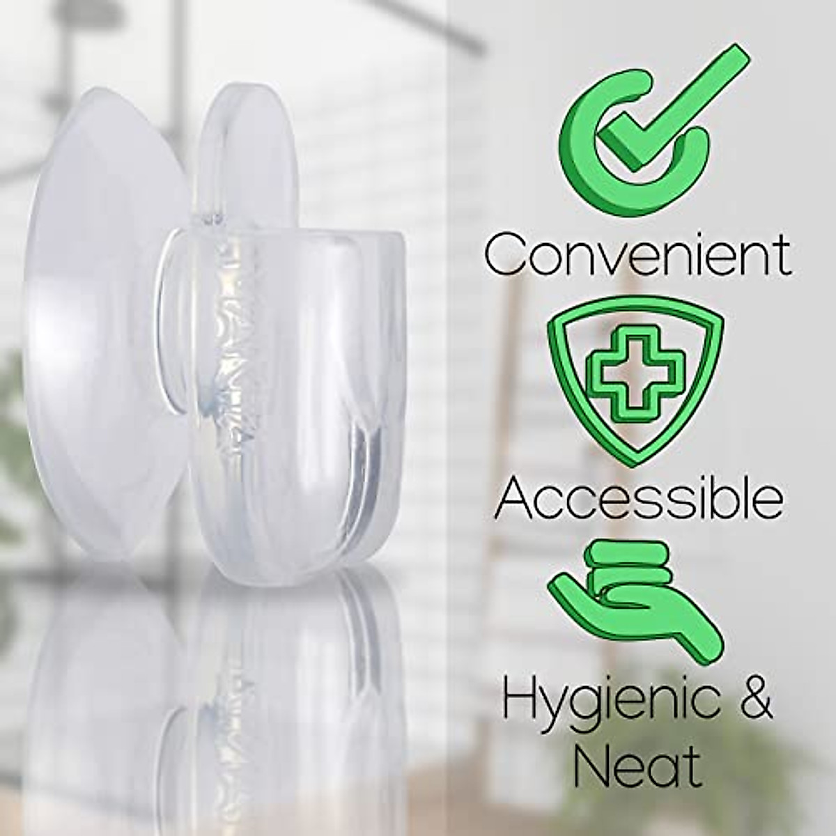 MANTA Hair Brush Shower Holder - Wall Mounted Transparent Organizer for Hair Brushes - Shower Holder with Suction Cup for Hair Accessories