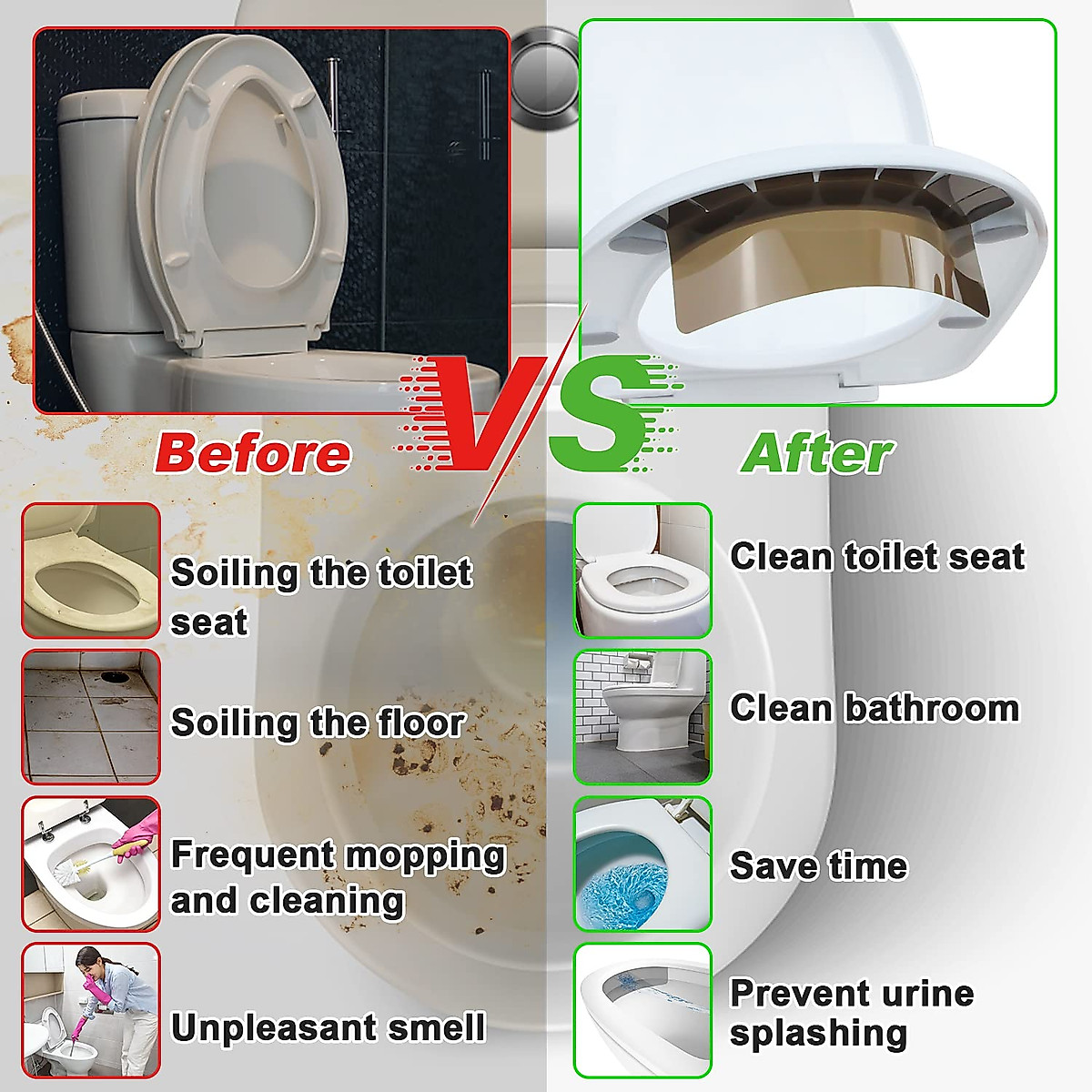LISINAN Pee Guard for Toilet Seat-Prevent Pee Splash,Potty Training Kids (and Adults) from Peeing Through The Gap Between The Toilet seat and Bowl,Beneficial to Elderly, Disabled and Kids (2 pcs)