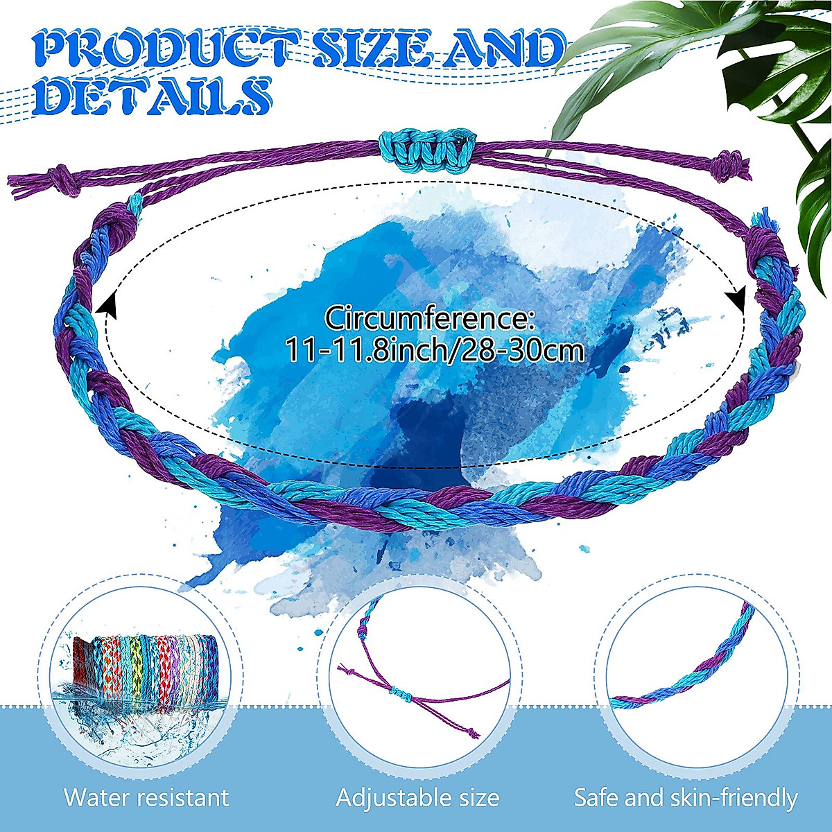 Hicarer 30 Pieces Friendship Bracelets Wave Handmade Woven Braided Bracelet Waterproof Rope Bracelet Surfer Adjustable Bohemian Wrist Cord for Women Men Jewelry Party Accessories (Classic Style)