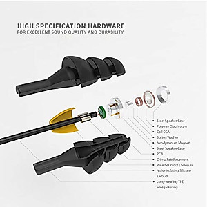 Elgin Ruckus Earplug Earbuds | OSHA Compliant Noise Reduction in-Ear Headphones : Isolating Ear Plug Earphones