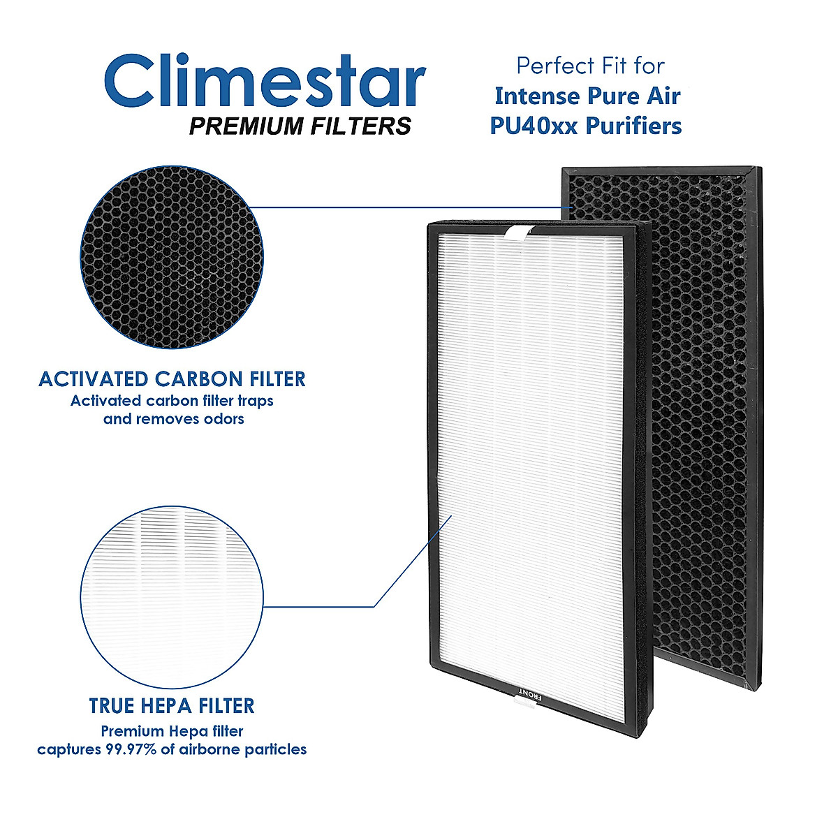 Climestar PU4020 True HEPA and Pre-Filter Combo, Compatible Replacement For Rowenta PU4020 Intense Pure Air Purifier, 1 Set