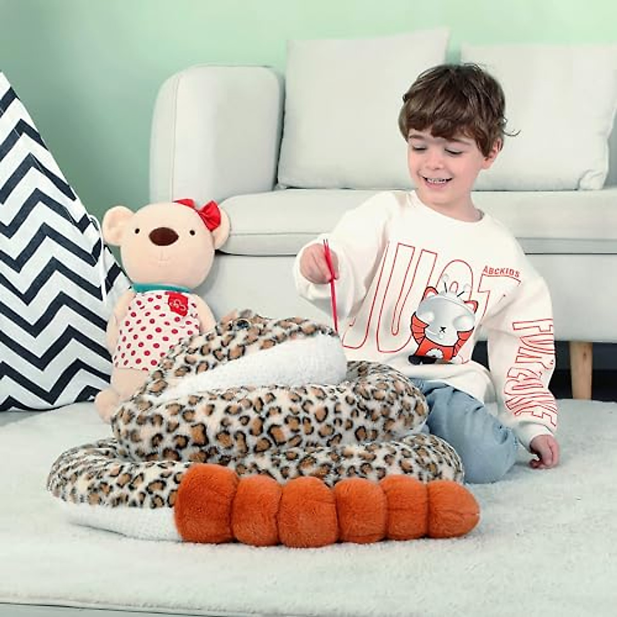 IKASA Giant Snake Stuffed Animal Plush Toy,106" Large Rattlesnake Cute Jumbo Soft Toys,Huge Big Size Fluffy Plushy Fat Plushie,Gifts for Kids