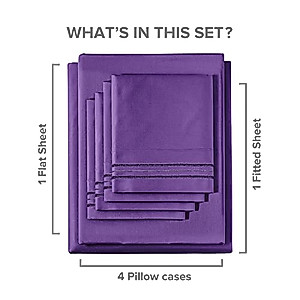 CGK Unlimited Queen Size Sheet Set - 6 Piece Set - Hotel Luxury Bed Sheets - Extra Soft - Deep Pockets - Easy Fit - Breathable & Cooling Sheets - Wrinkle Free - Comfy - Purple Bed Sheets - Queen 6 PC