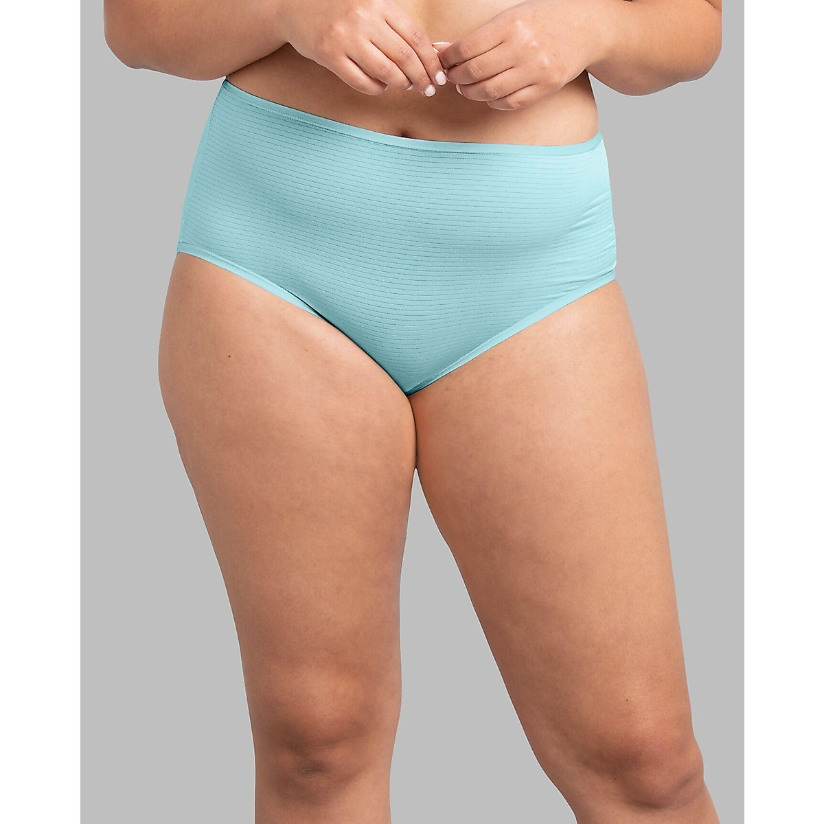 Fruit of the Loom Women's Breathable Underwear, Moisture Wicking Keeps Comfortable, Available, Cooling Stripes-Plus Size Brief-6 Pack-Colors May Vary, 10 Plus