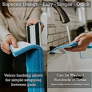 Zflow 18" Professional Microfiber Mop - Commercial Stainless Steel Handle With Microfiber Dust Pad + 3 Microfiber Wet Pads