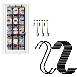 RELBRO 30 Pack Black S Hooks and Hat Rack for Baseball Caps