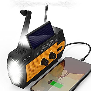FosPower 4000mAh NOAA Emergency Weather Radio (Model A3) Portable Power Bank, Solar Charging, Hand Crank & Battery Operated, SOS Alarm, Motion Sensor Setting, AM/FM & Flashlight for Outdoor Emergency