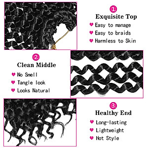 Ubeleco Passion Twist Hair 18 Inch 132 Strands Water Wave Crochet Hair Long Curly Braiding Hair Spring Twist Crochet Braids Hair Extensions for Black Women(18inch,1B)