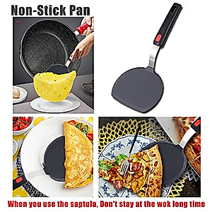 Tenta tenta kitchen Silicone Turner Wide Pancake Spatula Pizza Peel Kitchen Utensil Nonstick Cookware Safe Kitchen Flipper for Griddle Cooking and Baking- 600°F Heat-Resistant Rubber Egg Spatulas.