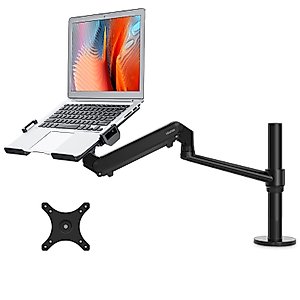 Viozon Monitor/Laptop Mount, Single Gas Spring Arm Desk Stand/Holder for 17-32" Computer Monitor, Extra Laptop Tray Fits 12-17" Laptops/Notebook(1S-Prob)