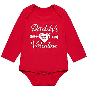 Newborn Baby Girls Valentines'Day Daddy's Little Valentine Outfits Clothes(0-3Months) Red