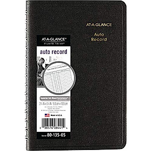 AT-A-GLANCE Auto Mileage Log Record Book, 3.75 x 6.12 Inches, Black (AAG8013505)