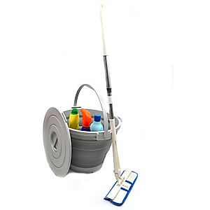 SAMMART Set of 2-10L (2.64Gallon) Collapsible Fishing Bucket Locking Lid, 31cm Dia. (2, Grey)