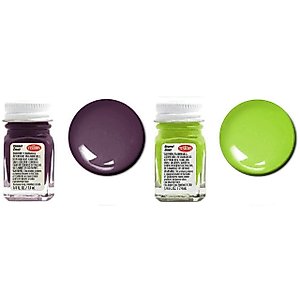 Make Your Day Testors Enamel Paint, Magenta, Gloss Teal, Gloss Grape, Gloss Turquoise, Gloss Sublime, Gloss Tangerine, and Clear Thinner, 1 3/4 Ounce (Pack of 7) Paintbrushes