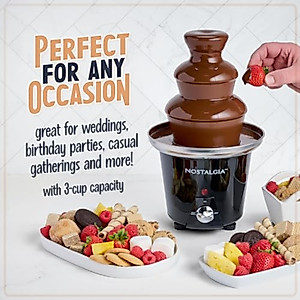 Nostalgia Electric Chocolate Fondue Fountain, 24-Ounce, 3-Tier Set, Fountain Machine for Cheese, Melting Chocolate, Liqueurs, Black
