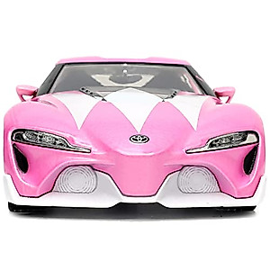Jada Toys Mighty Morphin Power Rangers 1:24 Toyota FT-1 Concept Die-cast Car w/ 2.75" Pink Ranger Figure, Toys for Kids and Adults