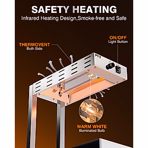 PYY French Fry Warmer Commercial Food Heat Lamp - 500W Food Warmer Light Free-Standing Warming Dump Station 5L Countertop Fries Food Warmer for Chips Churros Buffet Kitchen Restaurants