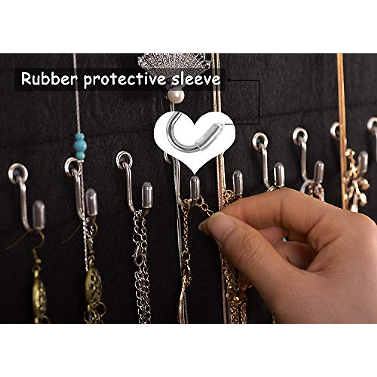 ZFZGFRCS Hanging Jewelry Organizer, Large Capacity and Organizer Storage for Hanging Necklaces, Bracelets, Earring Chains, Anklets, etc. (Black)