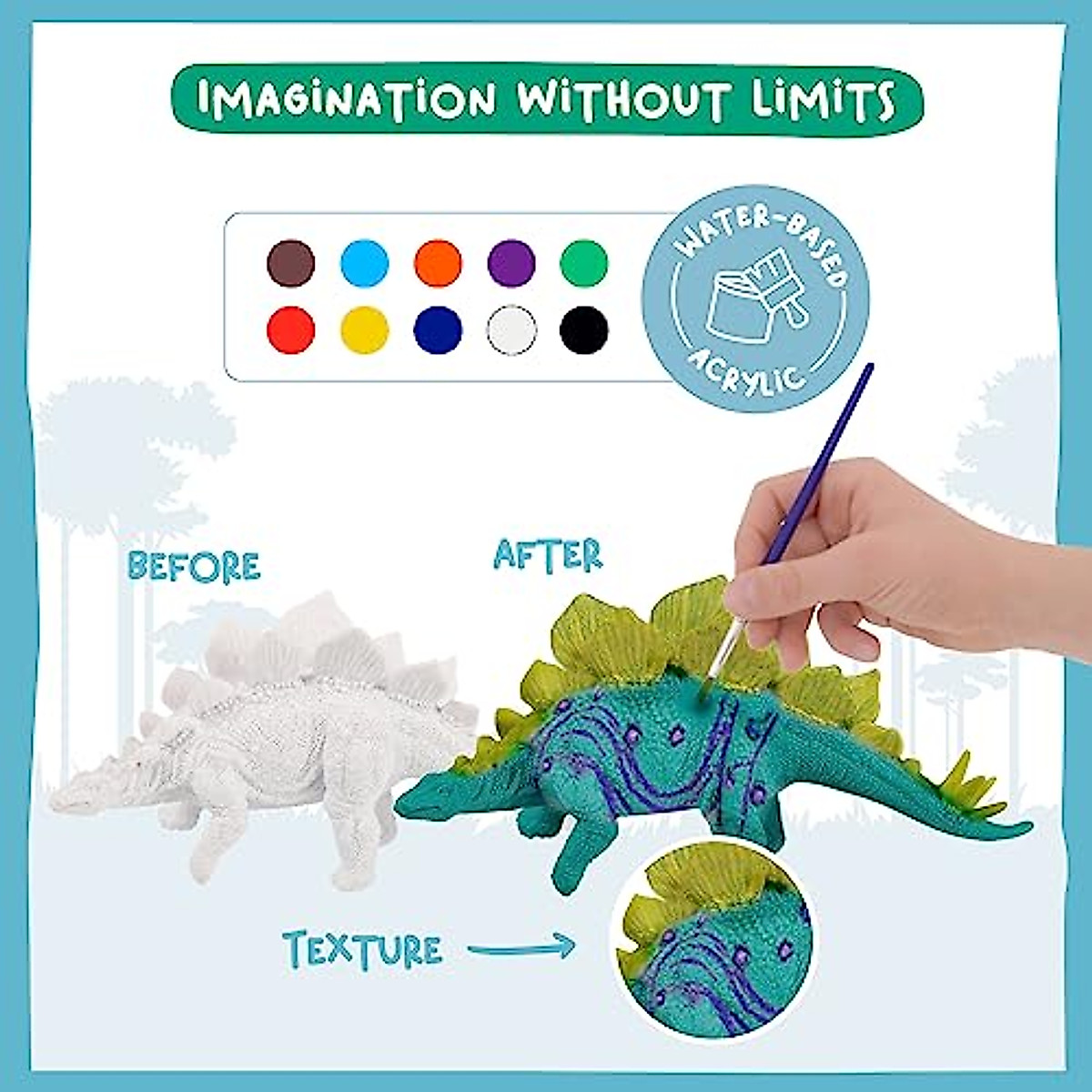 Nene Toys Dinosaur Painting Kit for Kids 3-7 Years [The Kings] – Includes 4 Museum Replicas, 2 Paint Sets, 2 Brushes, Educational Poster and Playmat – Art & Craft Paint Toy for Boys and Girls