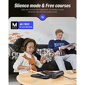 Donner Electronic Drum Set, 7 Pads Electric Drum Pad Roll Up Quiet Drum Pad Built-in Speaker, 40 Drum Lessons Included, Kids Holiday Christmas & Birthday Gift Instrument Toys(DED-20)