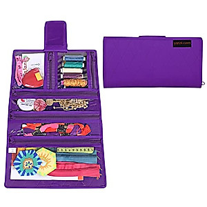 Yazzii Compact Craft Organizer Tote Bag - Portable Storage Bag Organizer - Multipurpose Storage Organizer for Crafts, Cosmetics & Jewelry-Purple