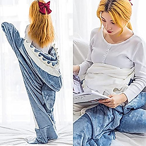 2023 New Shark Blanket Adult, Wearable Shark Blanket Super Soft Cozy Flannel Hoodie, Shark Blanket Hoodie Sleeping Bag (B-(M, 67inX27.5in))