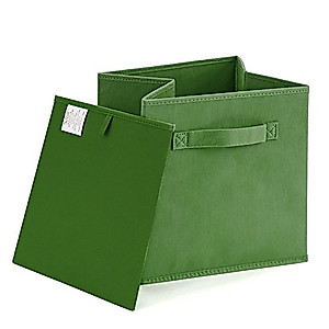 EZOWare Set of 12 Foldable Basket Bin Collapsible Storage Cube for Nursery, Kids Toys Organizer, Shelf Cabinet - (Pale Dogwood + Kale Green)