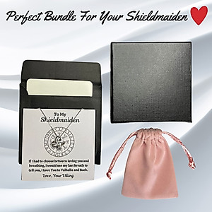 OC9 Gifts To My Shieldmaiden Necklace Viking Jewelry For Women Pendant Female Gifts with Message Card and Gift Box (Standard Box, Shieldmaiden Gift Set)