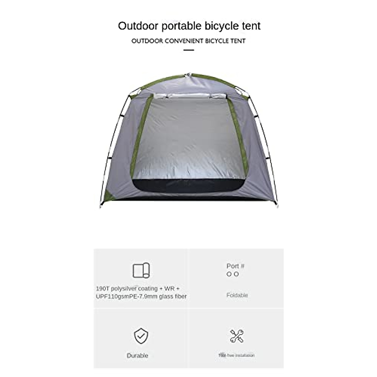 ZMPT Bicycle Rainproof Tent Heavy Storage Tent Waterproof Mountain Bike Tent Dustproof Portable Foldable Outdoor Tool Storage Shed Silver Gray and Green