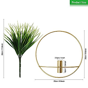 SAJANDAS Set of 2 Artificial Plants with Gold Metal Round Hanging Hoop for Wall Decor, Wall-Mounted Green Fake Plants in Metal Hoop for Modern Home Decor, Gold Wall Decor for Bedroom, Living Room