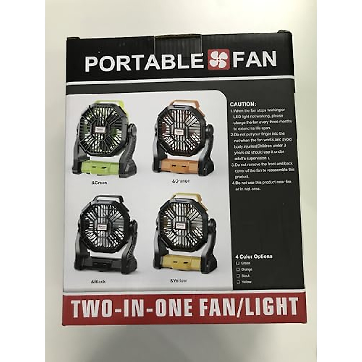 Portable Camping Fan with LED Lantern - Cordless Rechargeable Battery Powered Fan, 270°Pivot Personal USB Desk Fan, 4 Speed Quiet Table Fan, 32Hrs Battery Operated Tent Fan for Travel, Picnic (Orange)