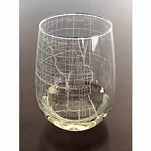 Stemless 17oz Wine Glass Urban City Map Chicago Illinois