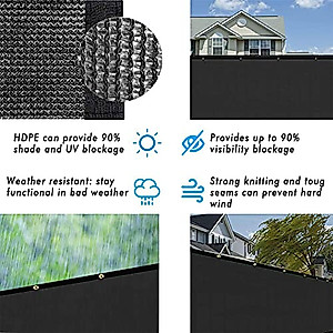 UPGRADE Privacy Screen Fence 4' x 50' Commercial Shade Cover with Brass Grommets Heavy Duty Perfect for Outdoor Back Yard-Black, Customizable