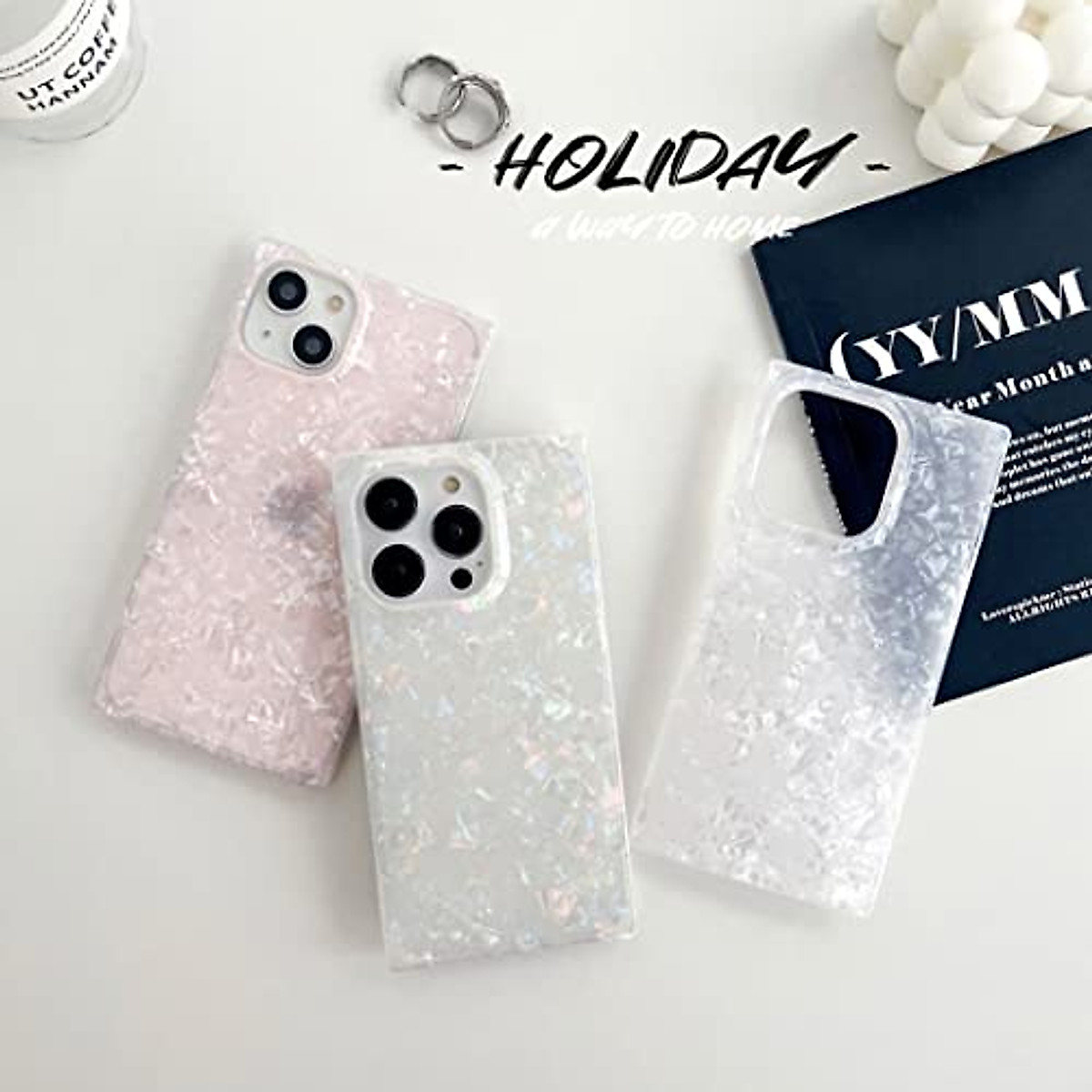 Cocomii Square iPhone 11 Case - Square Pearl Glitter - Slim - Lightweight - Glossy - Sturdy TPU Silicone - Mother-Of-Pearl Seashell - Luxury Aesthetic Cover Compatible with Apple iPhone 11 6.1" (Pink)