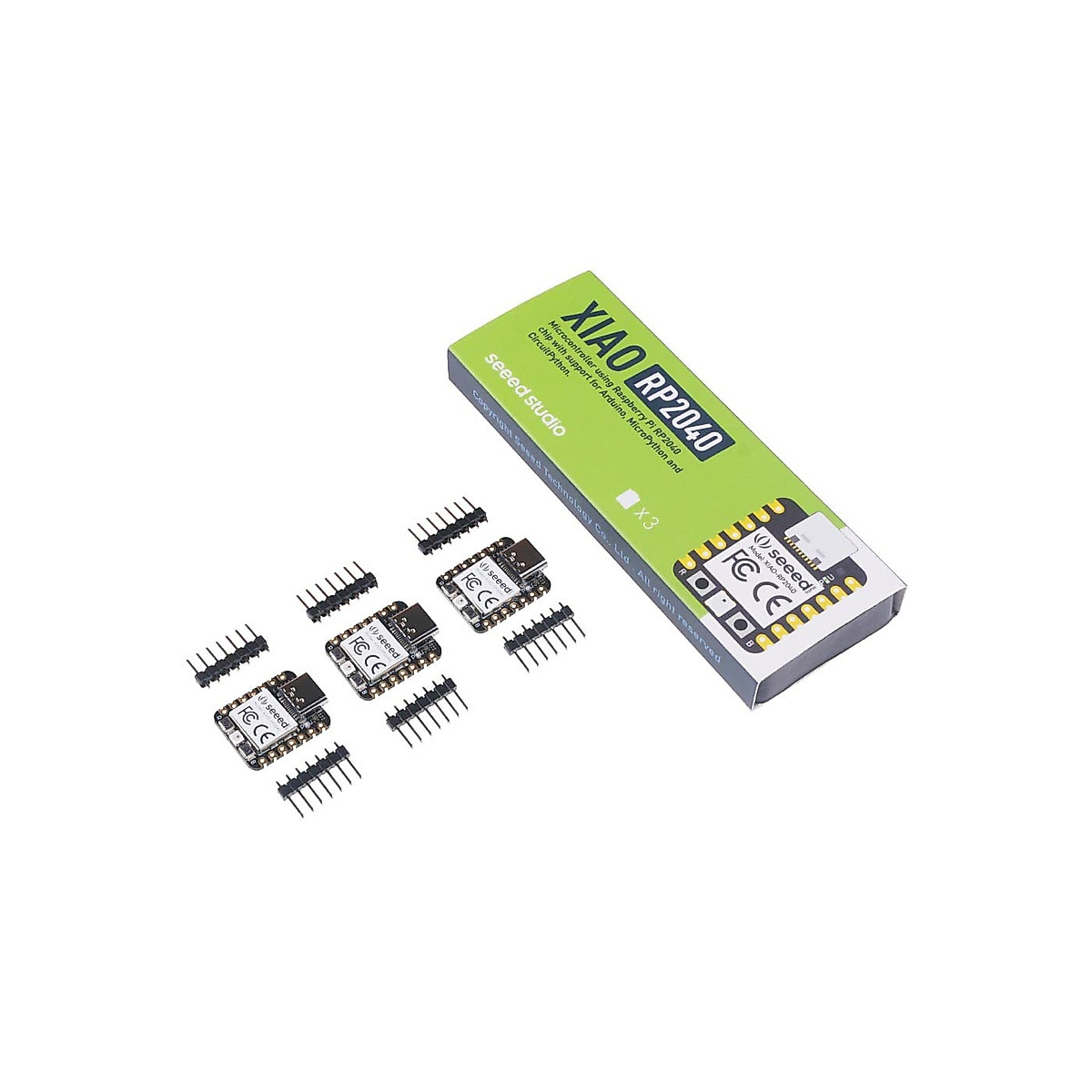 Seeed Studio XIAO RP2040 Microcontroller with Dual-Core ARM Cortex M0+ Processor, Supports Arduino, MicroPython and CircuitPython with Rich Interfaces, 3pcs.