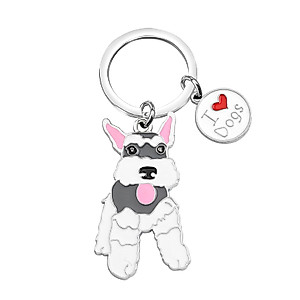 FUSTMW Schnauzer Keychain Miniature Schnauzer Gifts Dog Lover Gifts for Schnauzer Owners Mom Dad Gift Schnauzer Key Ring (White)