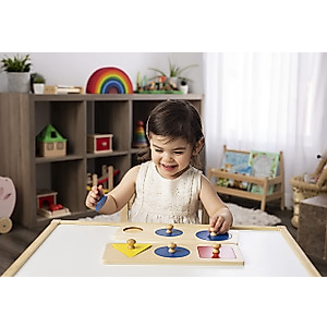 Montessori Multi Shape Wooden Puzzle Toy Baby Toddler First Jumbo Wood Peg Educational Basic Geometry, 2 pieces