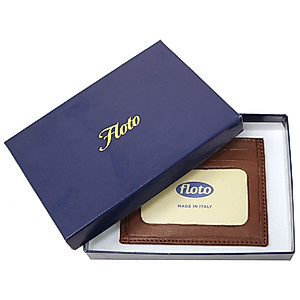 Floto Firenze Leather Card Case Slim Wallet in Nappa Lambskin Leather (Brown)