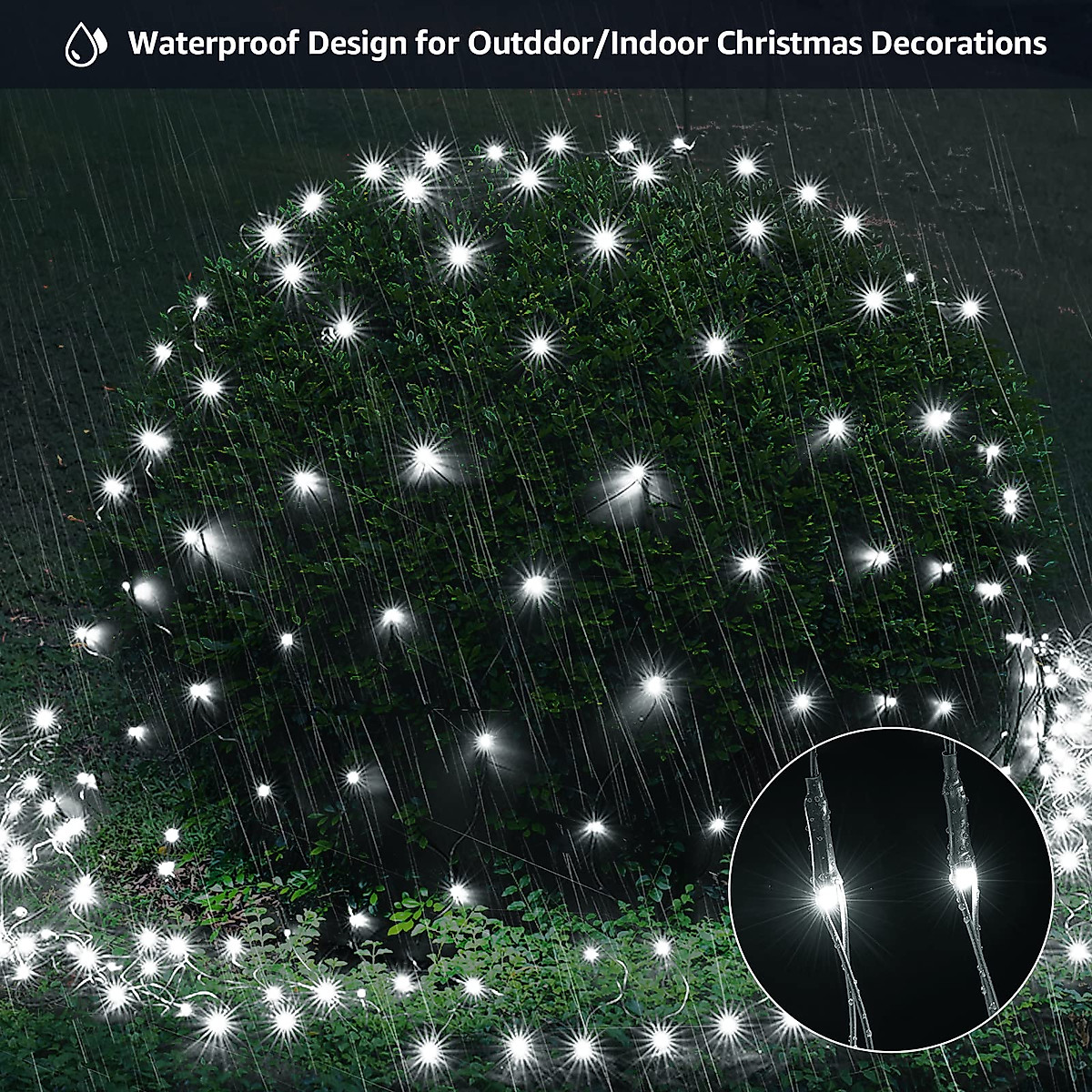BlcTec Christmas Net Lights 200 LED 8.2ft x 4.9ft Outdoor Christmas Bush Lights with 8 Modes, Timer, Connectable, Waterproof and Green Wire for Trees, Bushes, Christmas Decorations, Cool White