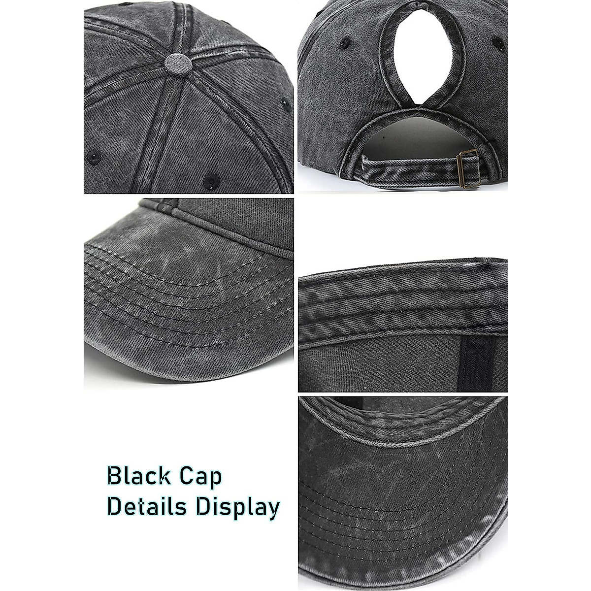 29 IYEBRAO Womens Ponytail Baseball Cap Messy Bun Ponycap Washed Cotton Sport Hat Adjustable Dad Hat Trucker Cap Low Profile Hat (2 Pack-Washed-Classic-Black&Burgundy)