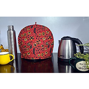 Handmade Kitchen Cozies-Teapot Warmers-Tea Cosy kitchen accessories Cotton kettle cover Tea Cozy Teapot cover Mandala Printed Tea Cozy (Red Mandala)