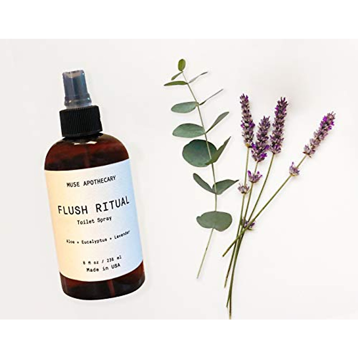 Muse Bath Apothecary Flush Ritual - Aromatic & Refreshing Toilet Spray, Use Before You Go, 8 oz, Infused with Natural Essential Oils - Aloe + Eucalyptus + Lavender, 2 Pack