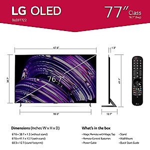 LG 77-Inch Class OLED Z2 Series Alexa Built-in Smart TV, 120Hz Refresh Rate, AI-Powered 8K, Dolby Vision IQ and Dolby Atmos, WiSA Ready, Cloud Gaming (OLED77Z2PUA, 2022)