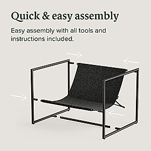 ZINUS Aidan Sling Accent Chair / Metal Framed Armchair with Shredded Foam Cushioning, Black