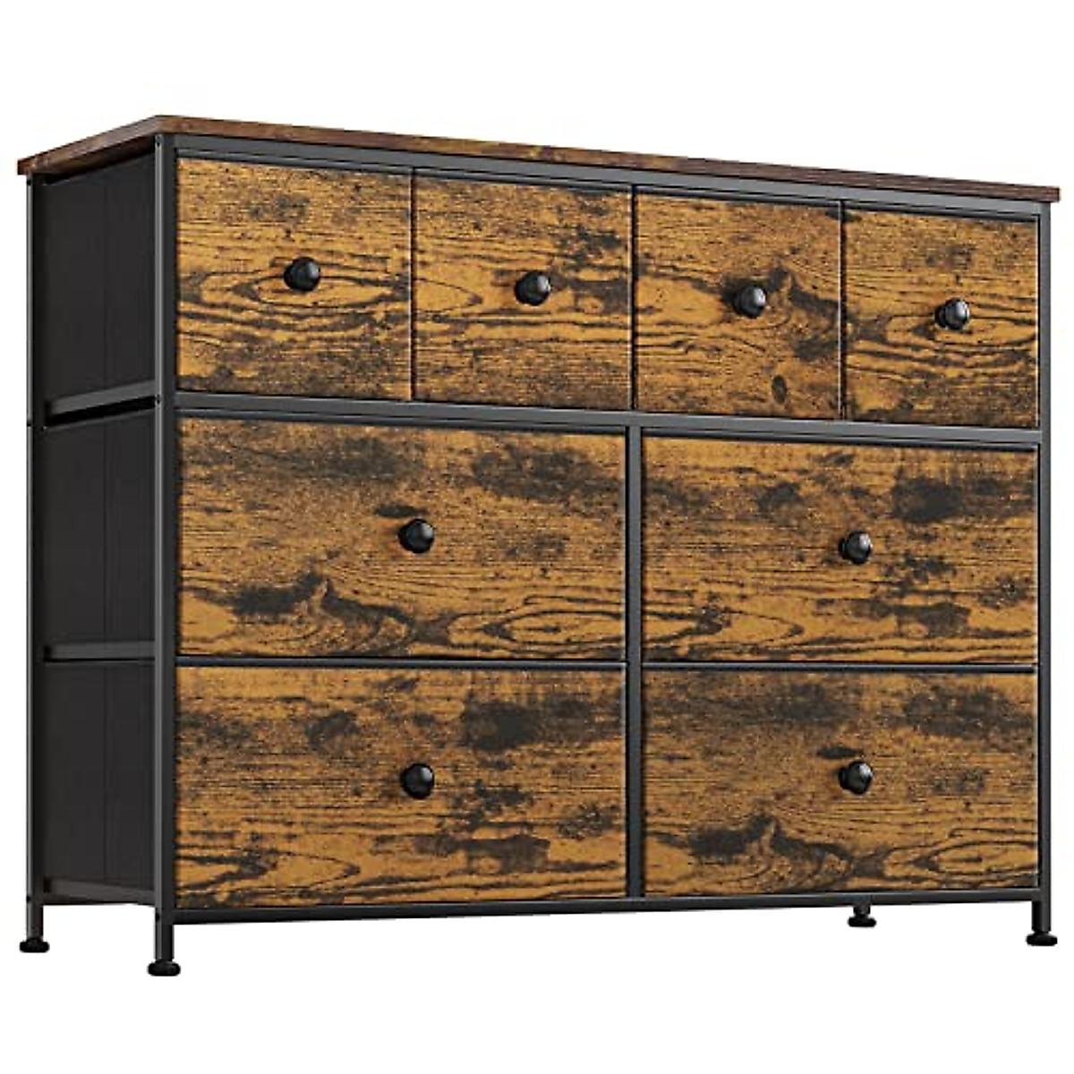 REAHOME Dresser for Bedroom with 8+12 Drawers Fabric Dresser Chest of Drawers with Wooden Top Sturdy Steel Frame Closet Storage Dresser for Living Room Hallway Closets Nursery (Rustic Brown)