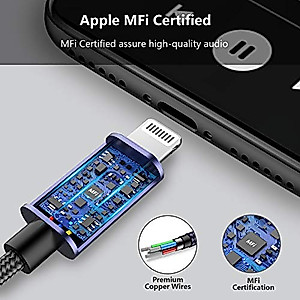 MOOU iPhone Aux Cord for Car, Apple MFi Certified Lightning to 3.5 mm Audio Cable for Headphone Speaker Compatible with iPhone 13/13 Pro/13 Pro Max/12/12Pro/12 Pro Max/11/11 Pro Max/X/XS/XR/8, 6.6FT