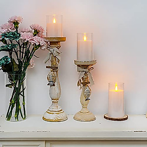 Raycare Battery Operated Flameless Candles, 3Pack LED Flickering Flameless Candles with Remote and Timer, 10-Key Remote Control Flameless Fake Pillar Candles for Home Wedding Party Decor (White)