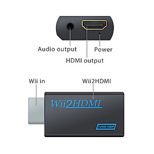 COLFULINE Wii to HDMI Converter, Wii HDMI Adapter 1080P 720P with 1M HDMI Cable for Full HD Device with 3.5mm Audio Jack&HDMI Output Compatible with Nintendo Wii, Wii U, HDTV, Monitor