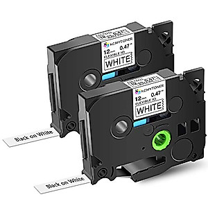 KCMYTONER Flexible Label Tape Compatible for Brother P Touch TZe-FX231 TZE-231 TZ-231, 12mm 0.47 Laminated White Flexible-ID Cable/Wire Tape for PTD210 PTH110 PT-D400 Label Maker, 2-Pack