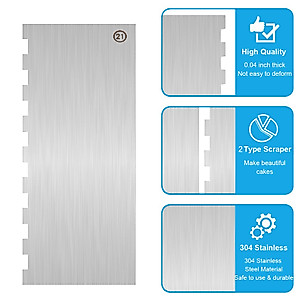 Cake Scraper Smoother Cake Decorating Supplies Kit 9 Inch Metal Bench Scraper for Baking Buttercream Smoother for Cakes Stainless Steel Frosting Cake Comb Edge Side Jagged Comb for Cream Cake